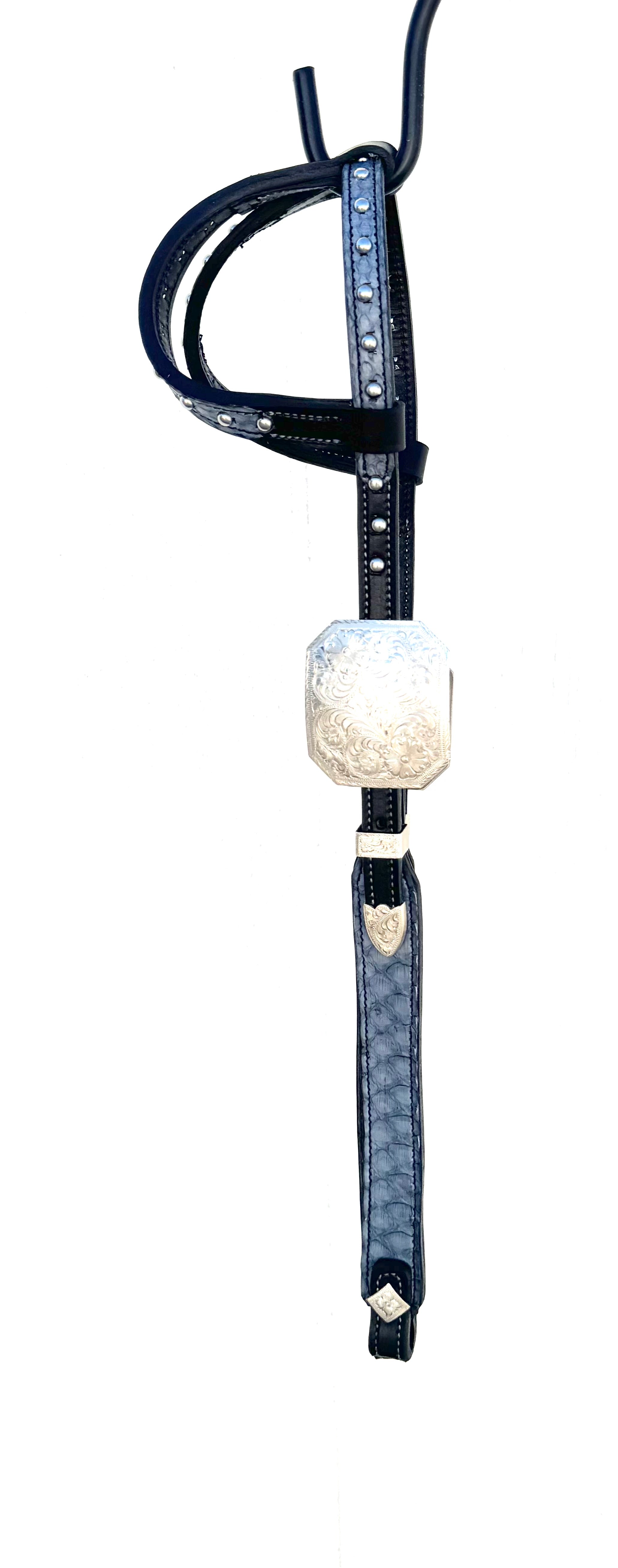 Fairytail Leather Co Black & Grey Python Headstall