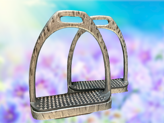 Hydro Dipped 4 3/4” English Stirrup Irons Water Droplets